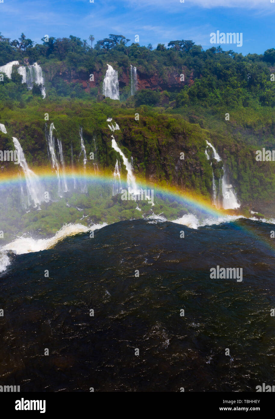 General viewing of the impressive Iguazu Falls system in Brazil Stock ...