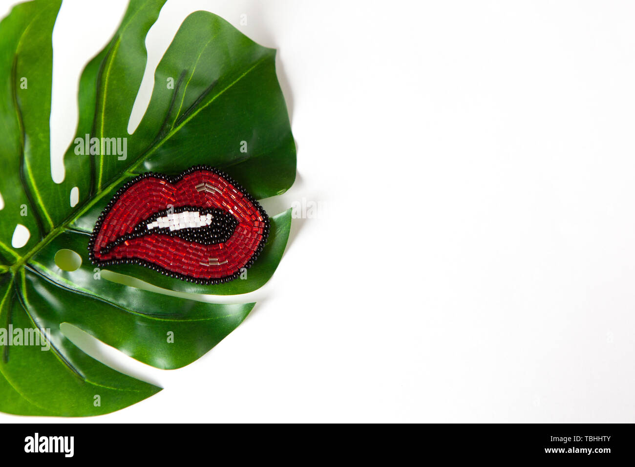 Red lips teeth full frame hi-res stock photography and images - Alamy