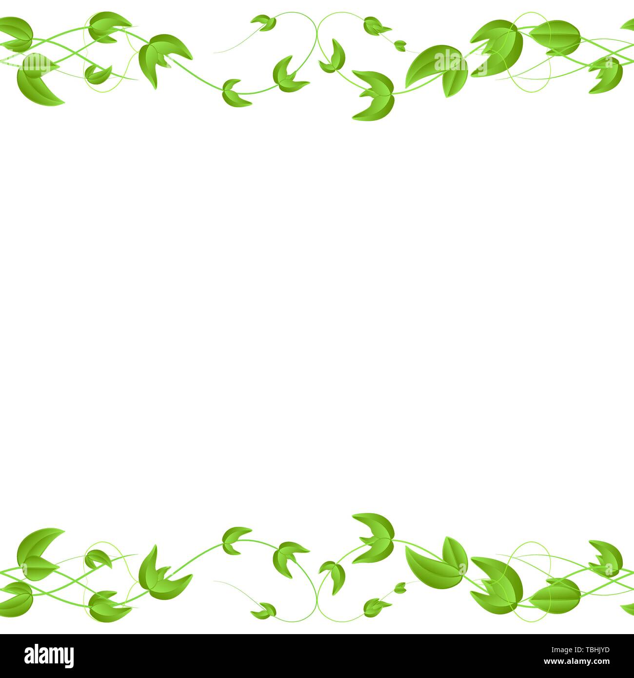 Vector horizontal seamless border with green wicker ivy sprouts and ...
