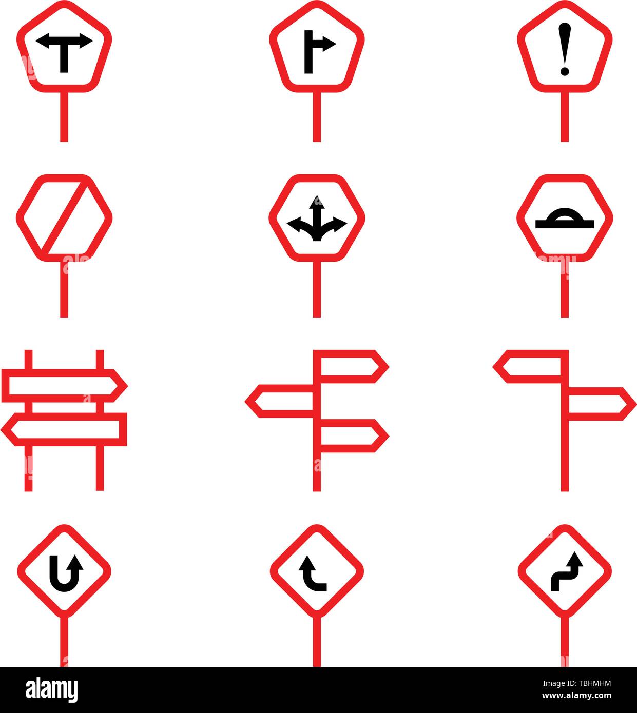 Road sign icons set - Vector - line art Stock Vector Image & Art - Alamy