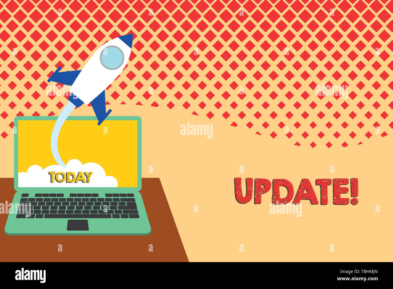 Conceptual hand writing showing UPDATE. Concept meaning make something more modern or up to date ...