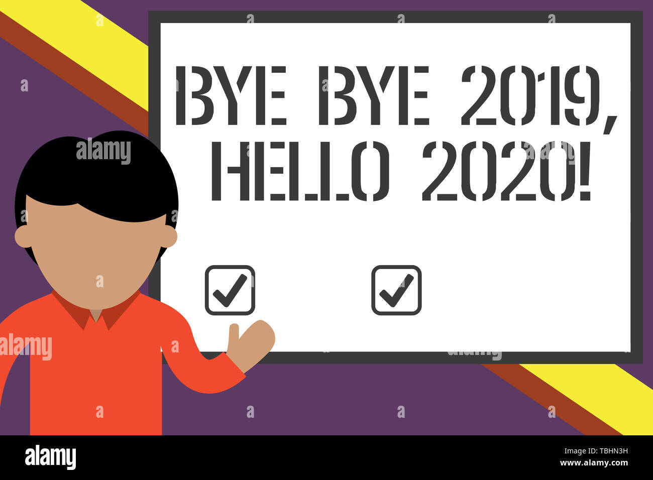 Writing note showing Bye Bye 2019 Hello 2020. Business concept for ...