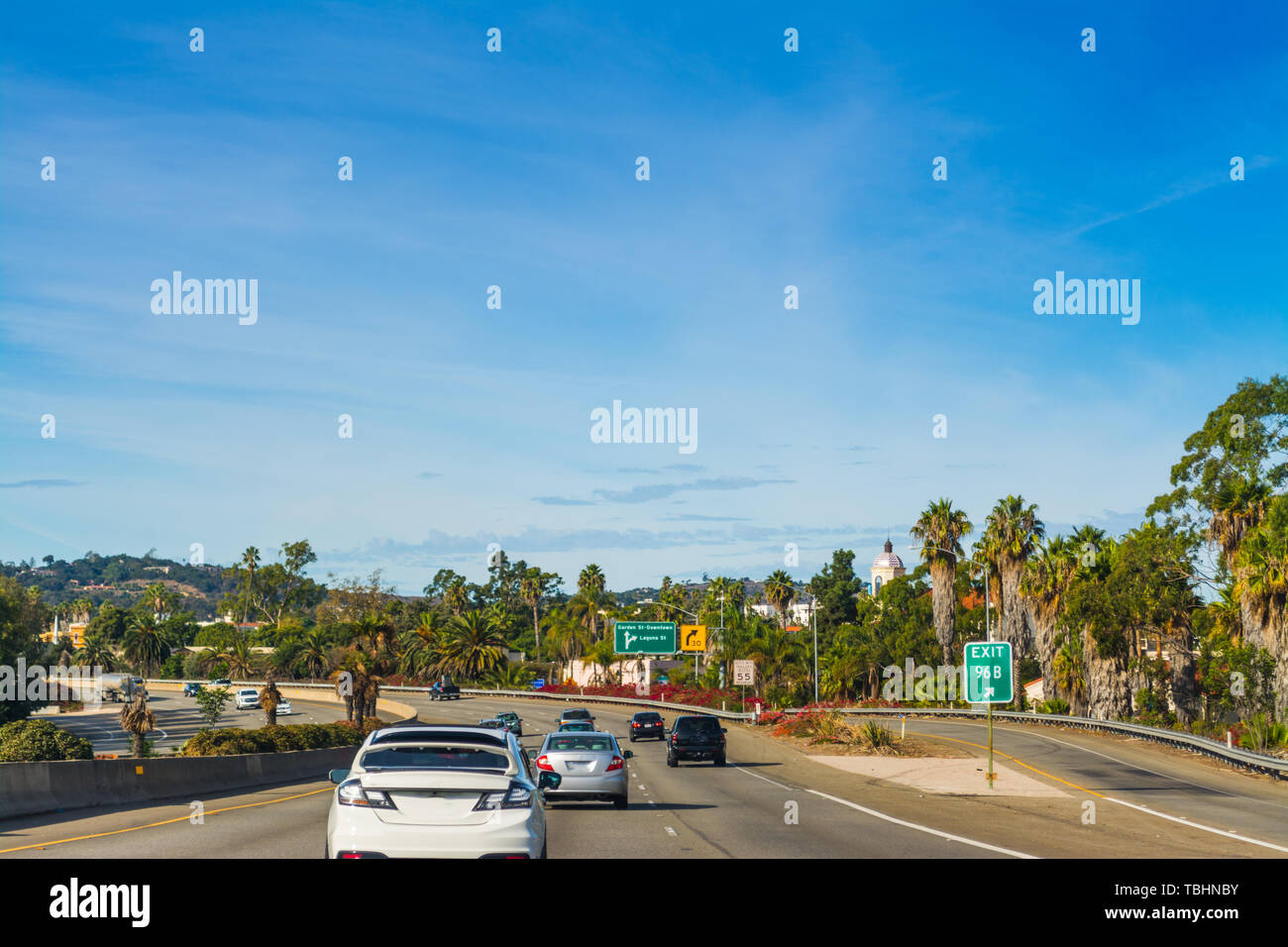 Traffic northbound on 101 freeway. Los Angeles, California Stock Photo ...