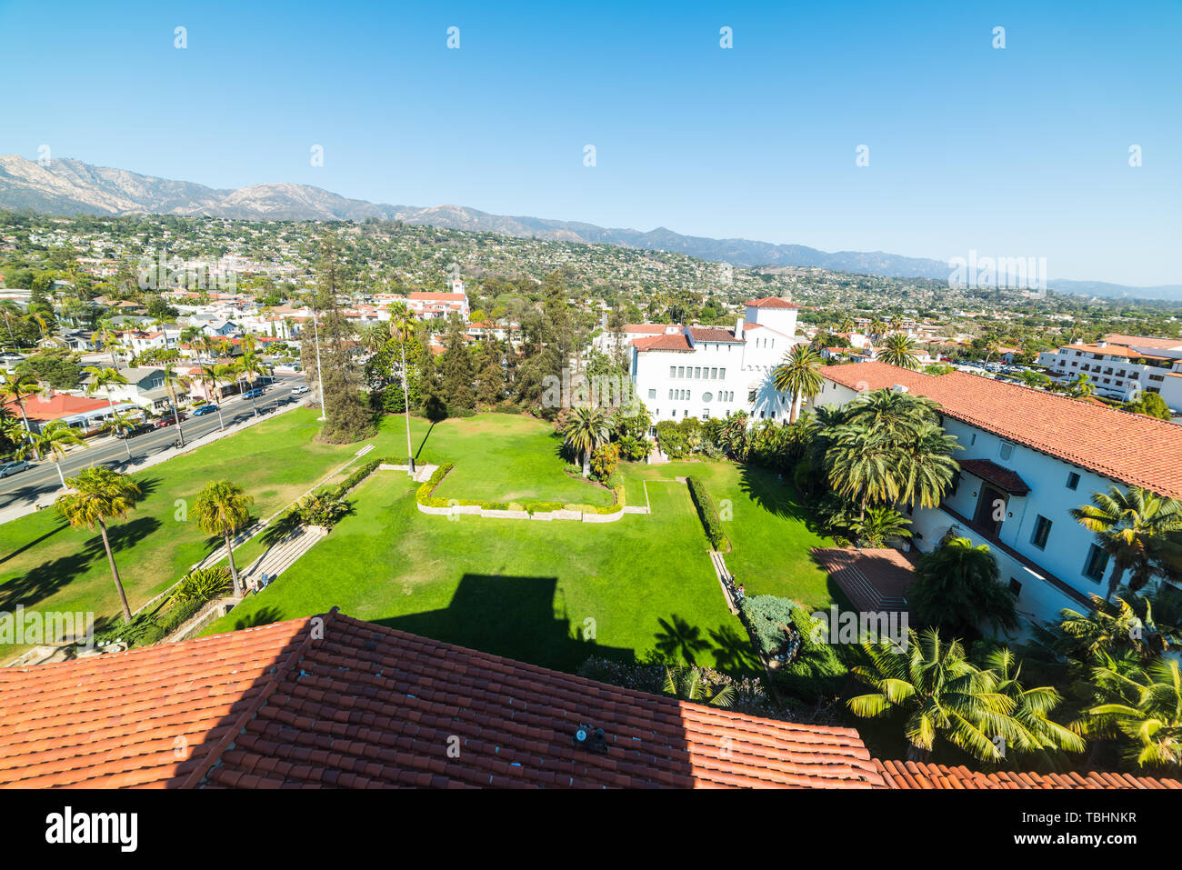 Aerial view of Santa Barbara on a sunny day. Southern California, USA ...