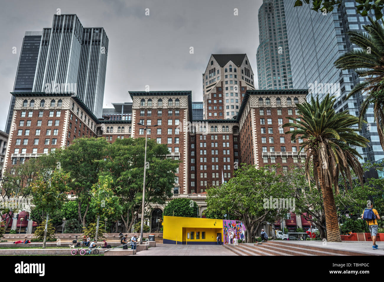 Los Angeles, CA, USA - October 27, 2016: People in Pershing square with ...