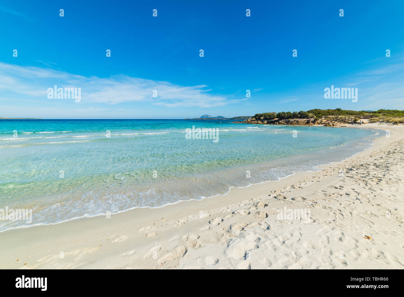 Clear water in Rena Bianca beach in Costa Smeralda Stock Photo - Alamy