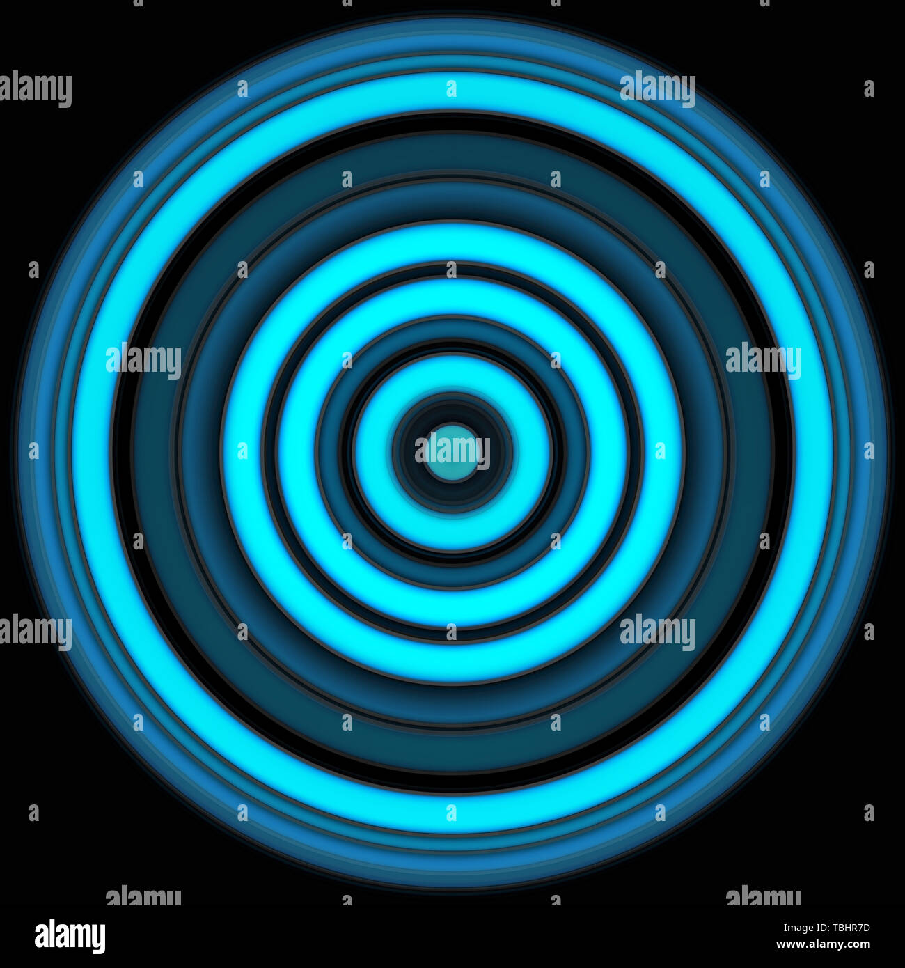 Abstract blue and cyan colorful neon circle on black background ...