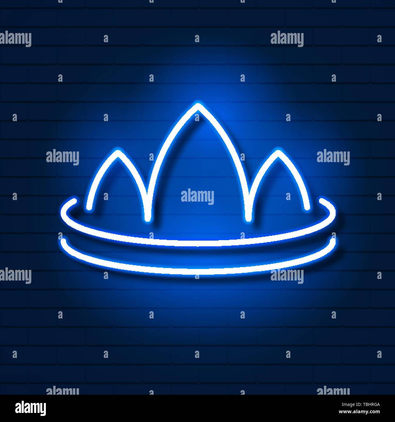 Neon crown on brick wall logo for web design. Vector illustration Stock ...