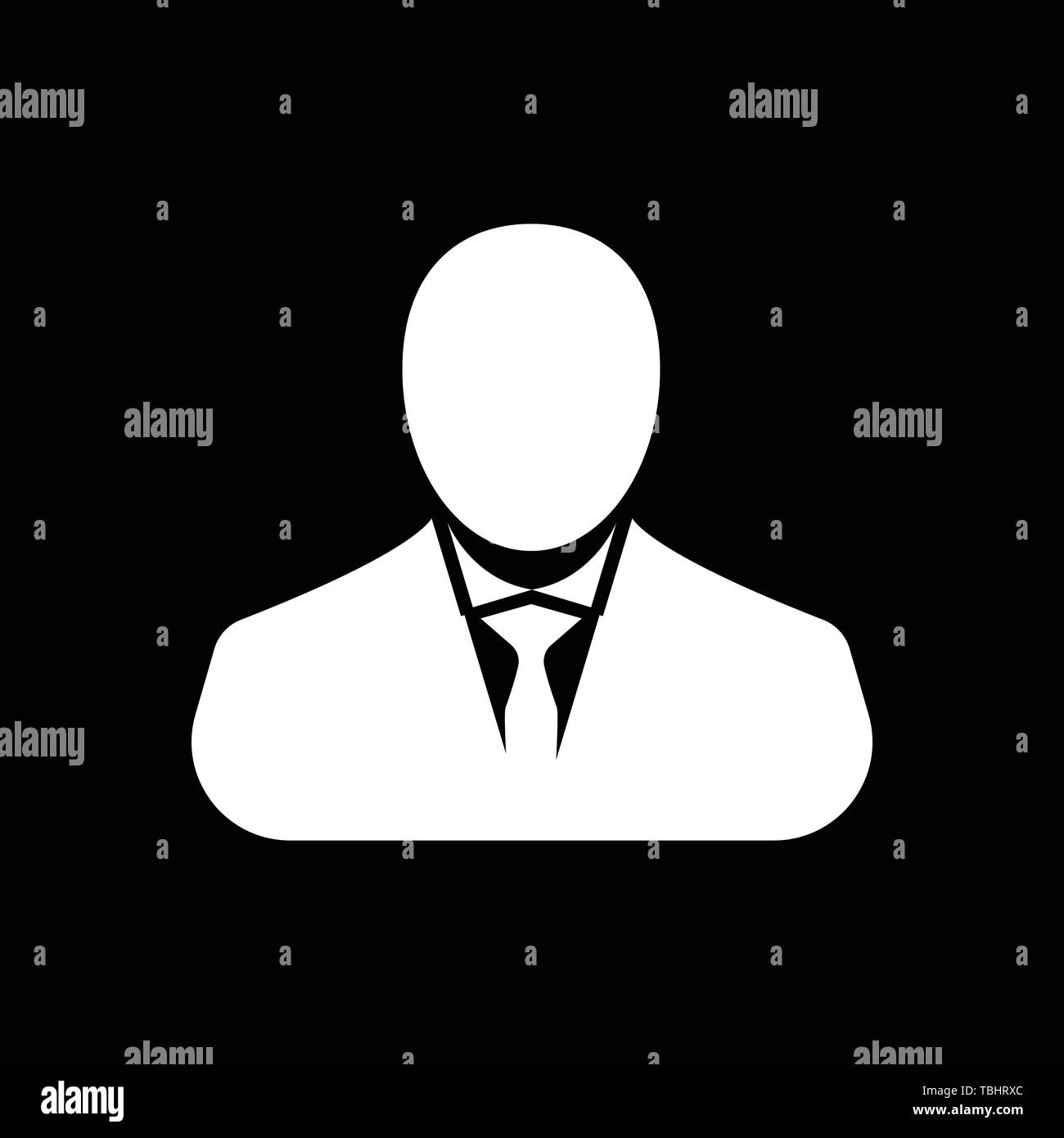 Glyph businessman icon, avatar symbol - white on a black background ...