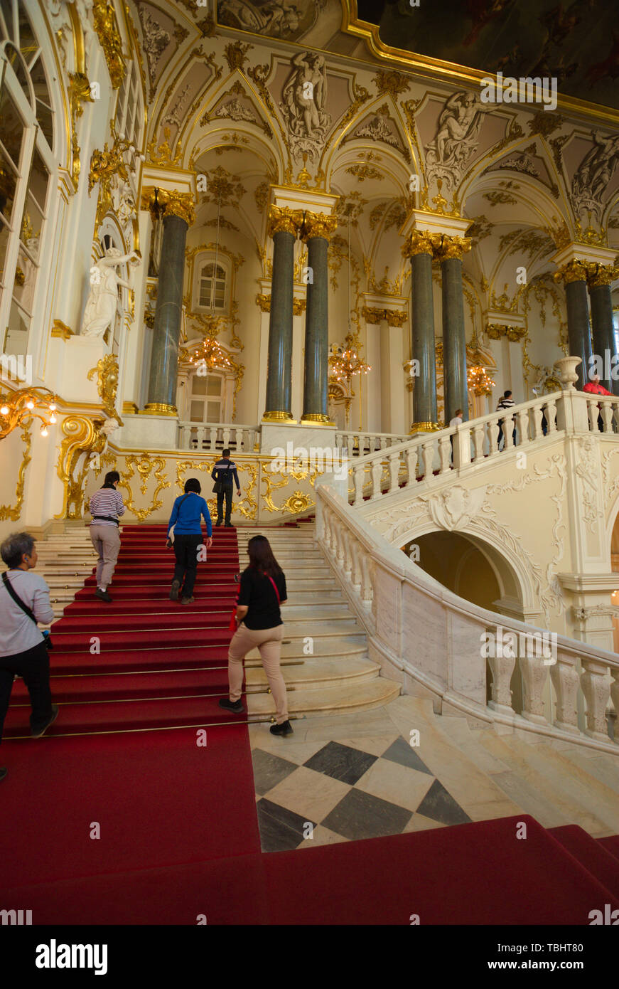 The main staircase of the Russian Winter Palace at the Hermitage in ...