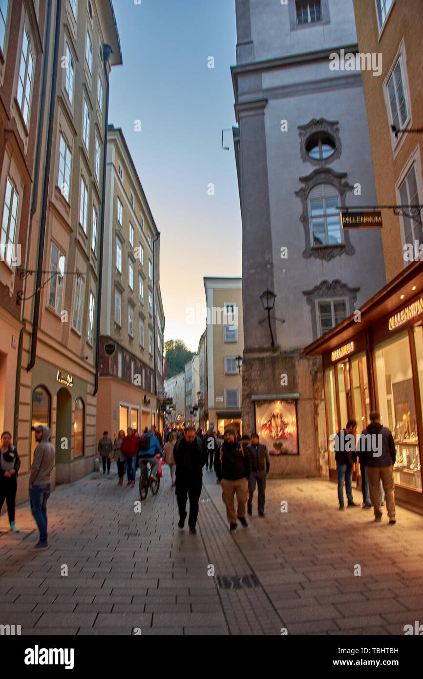 Austrian architecture and store fronts, walking by the famous shopping ...