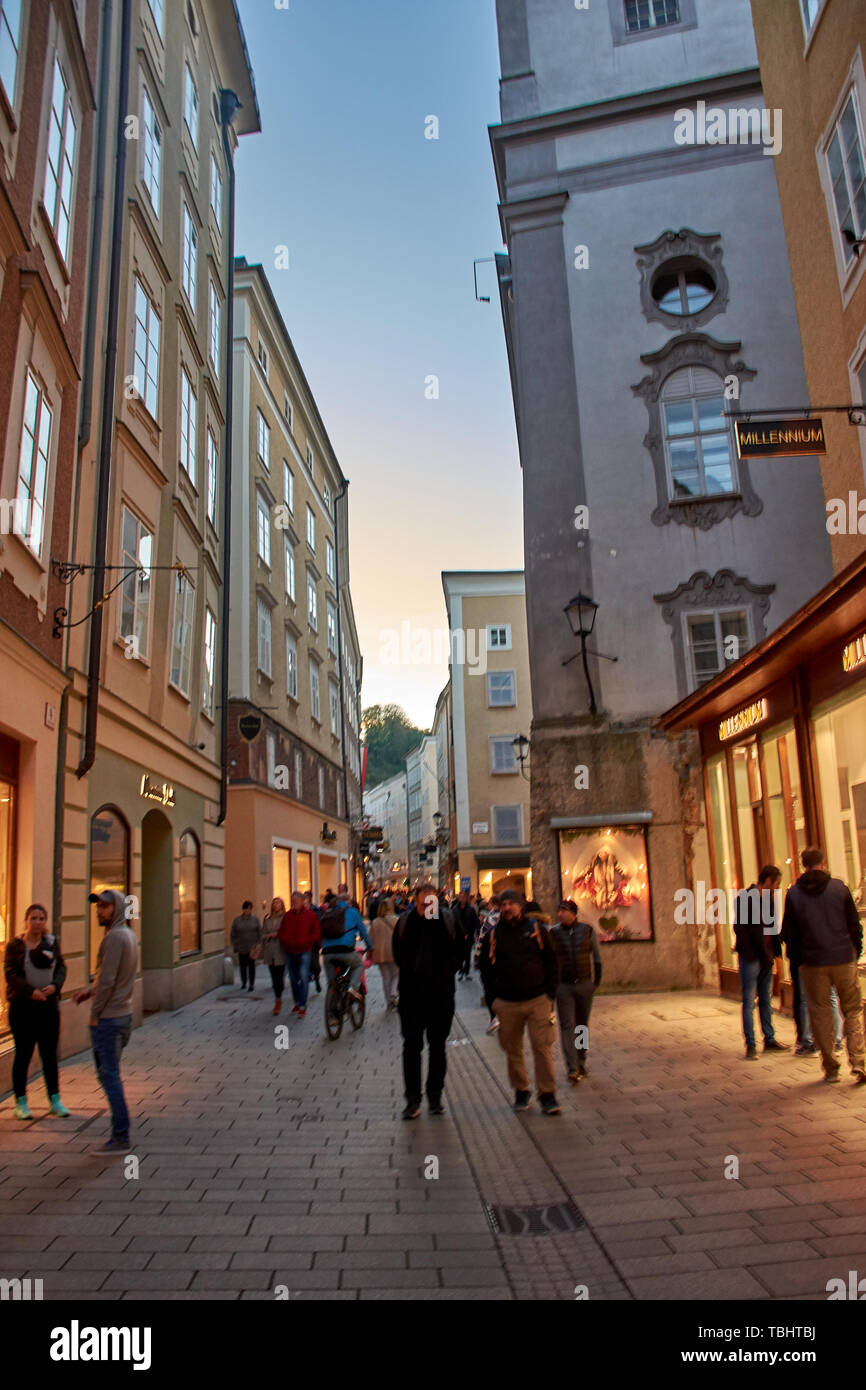 Austrian architecture and store fronts, walking by the famous shopping ...