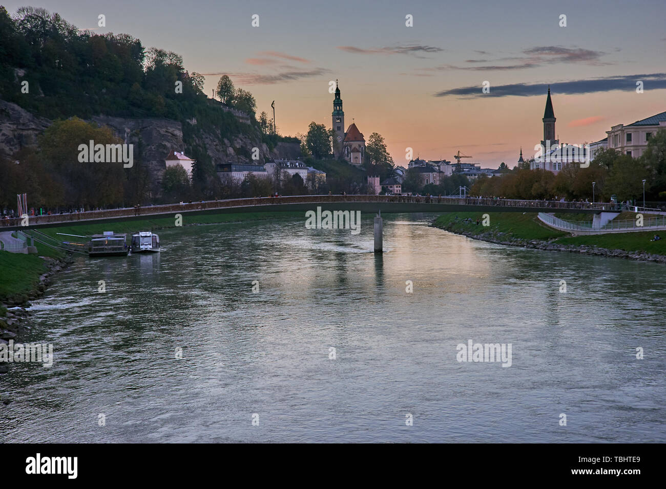 Beautiful view of famous historic city of Salzburg with Hohensalzburg ...