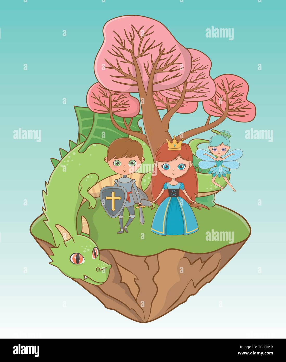 Princess knight fairy and dragon design, Fairytale history medieval ...