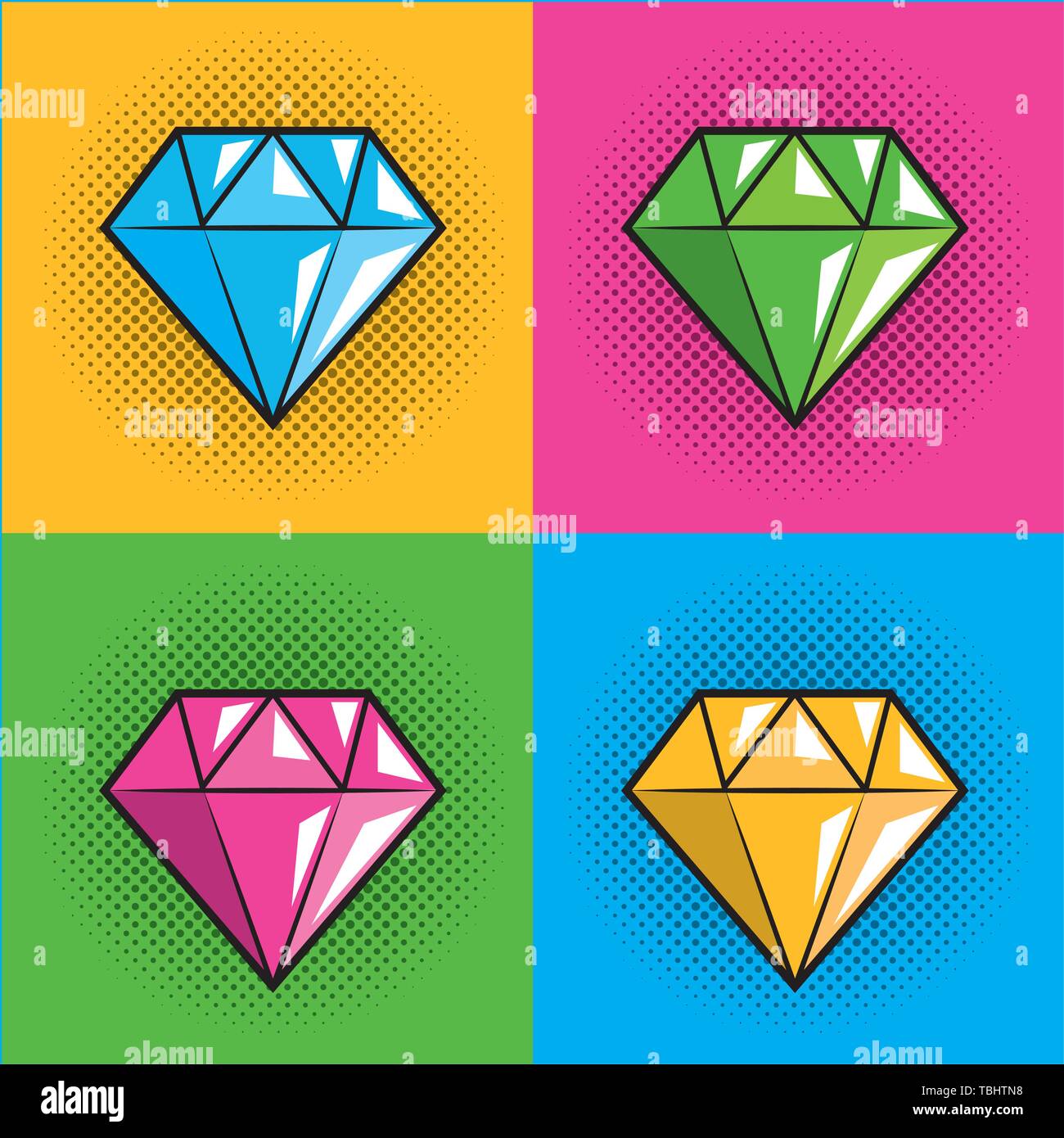diamond over dots backgrounds pop art comic cartoon vector illustration ...