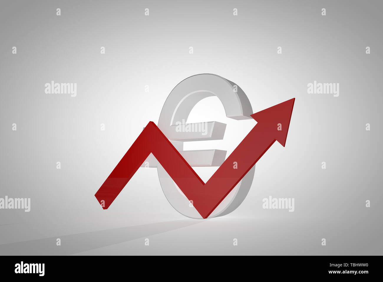 Red arrow up with euro price background Stock Photo - Alamy