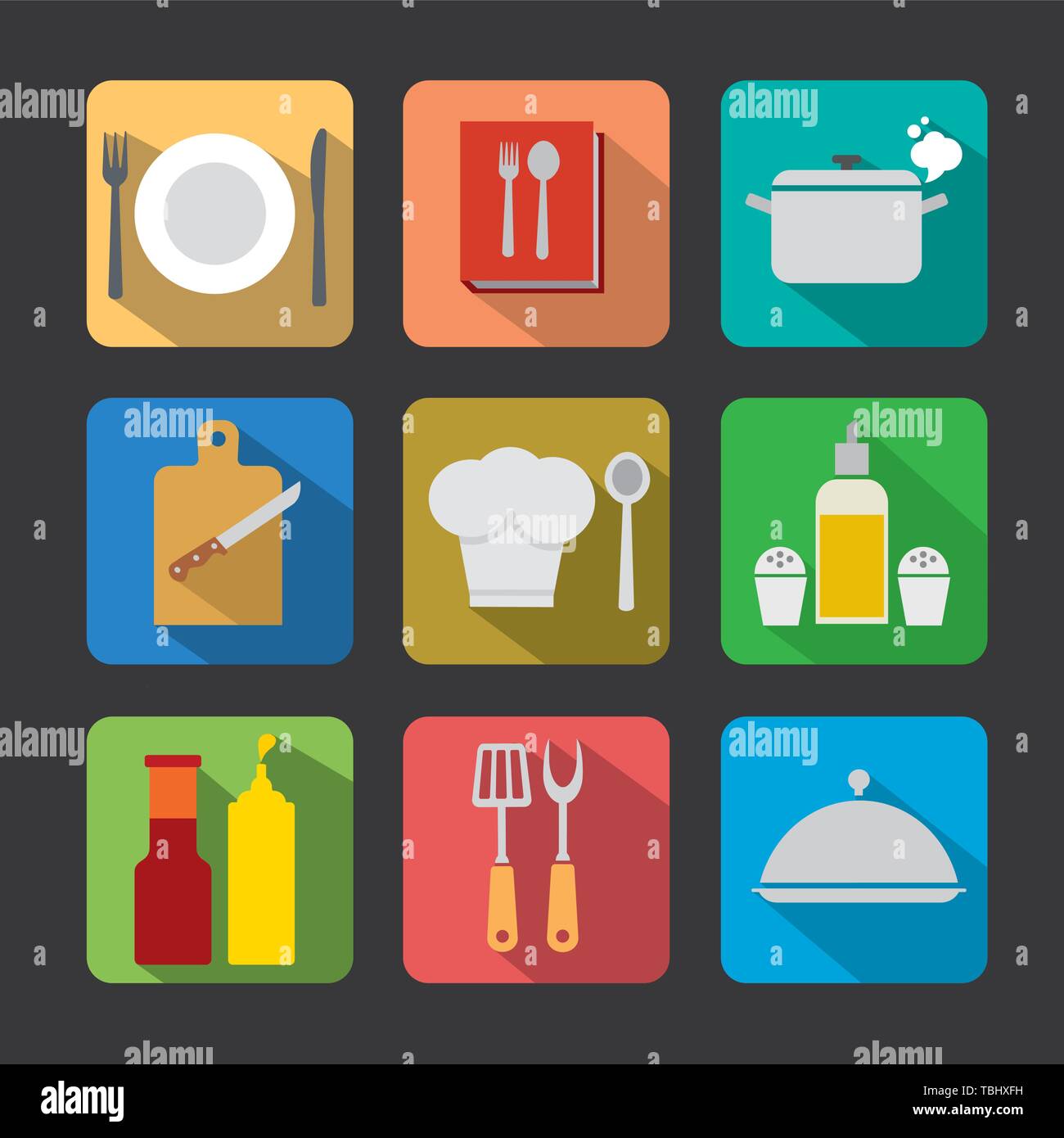 cooking icon set flat Stock Vector Image & Art - Alamy