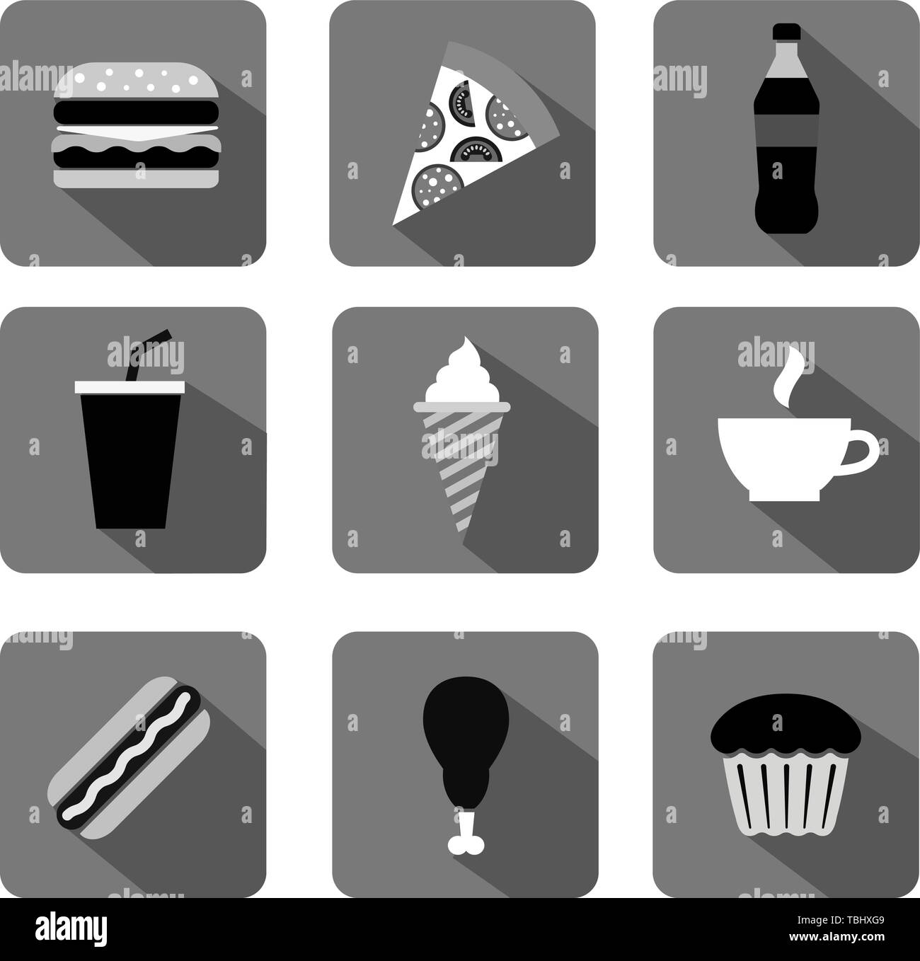 fast food icons gray Stock Vector Image & Art - Alamy