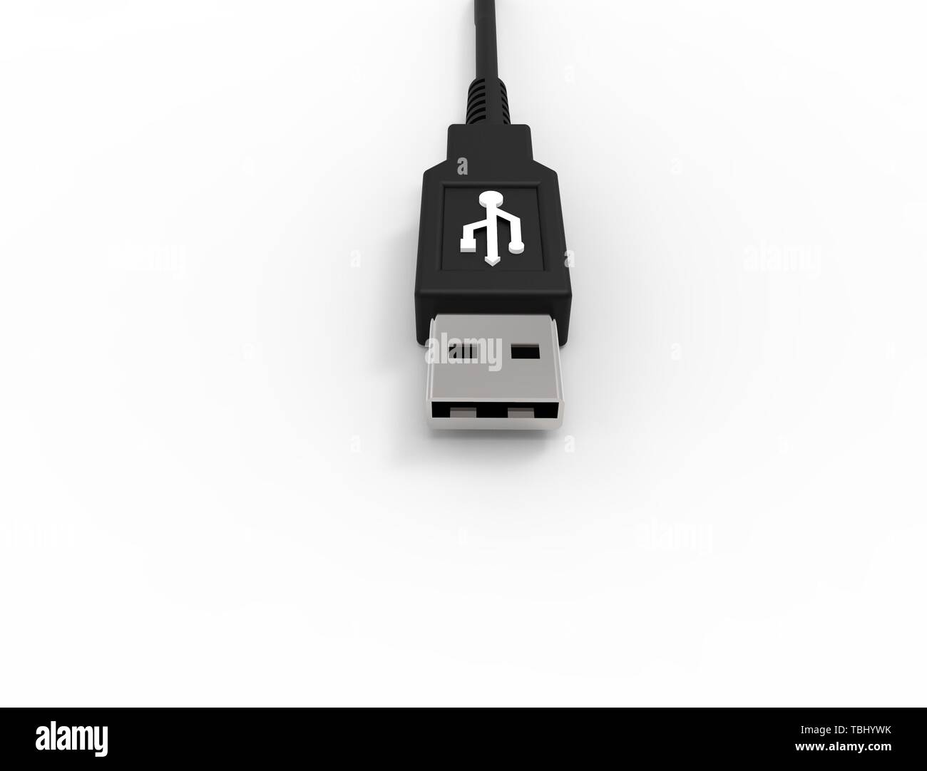 3D rendering of a USB cable plug isolated on white studio background ...
