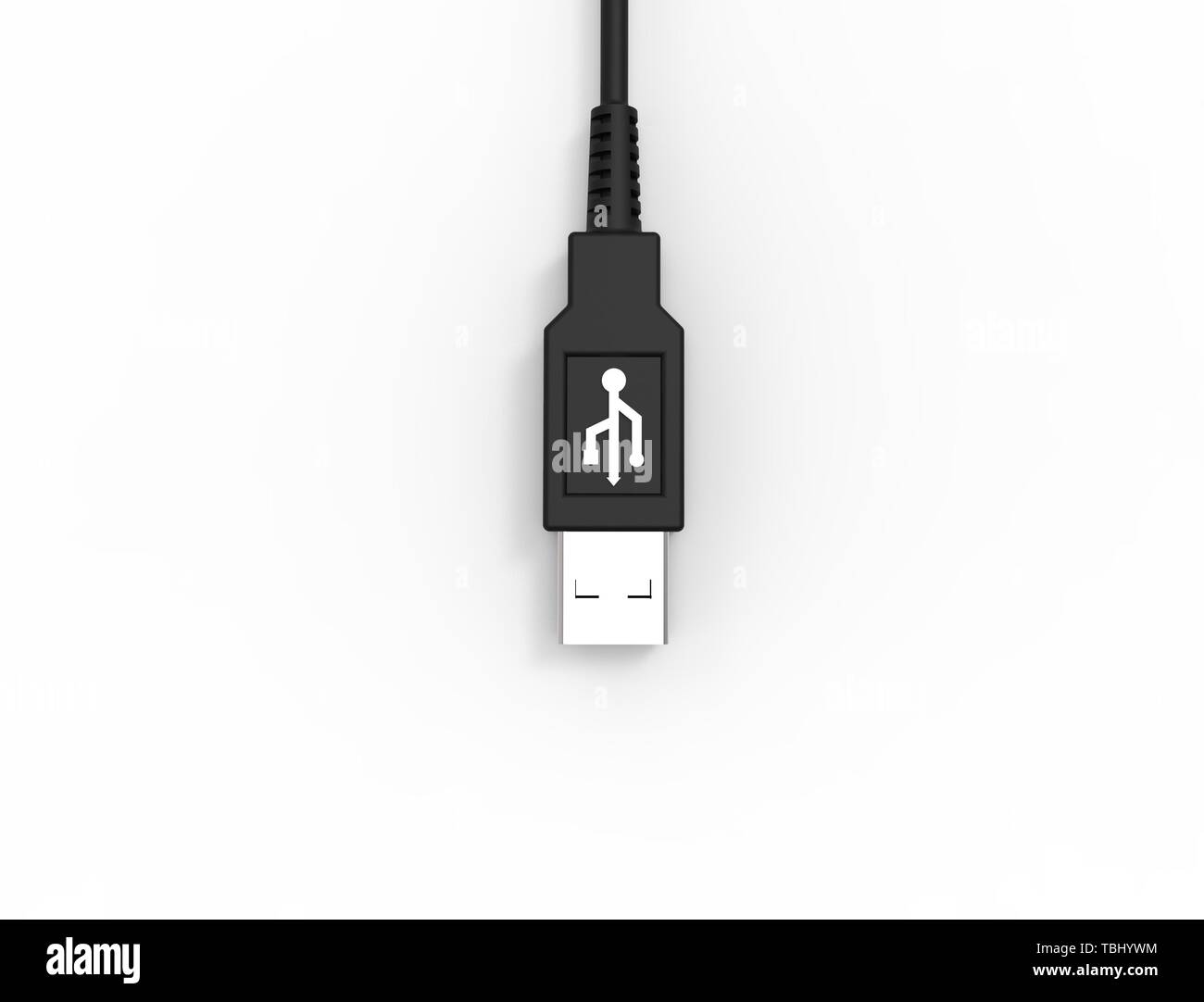 3D rendering of a USB cable plug isolated on white studio background ...