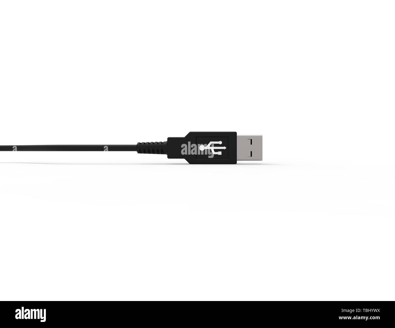 3D rendering of a USB cable plug isolated on white studio background ...