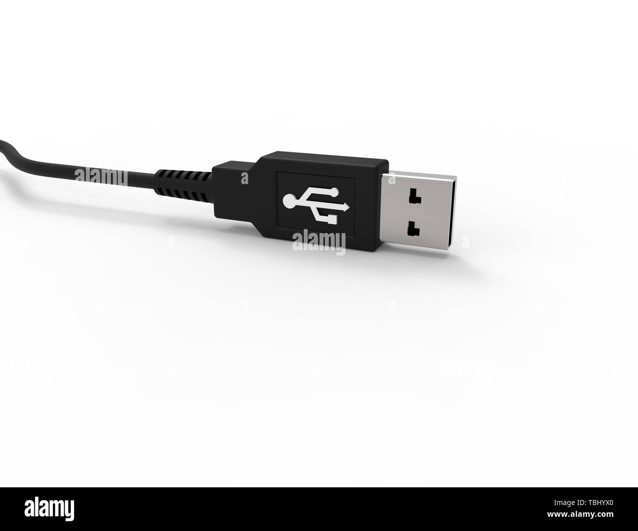 3D rendering of a USB cable plug isolated on white studio background ...