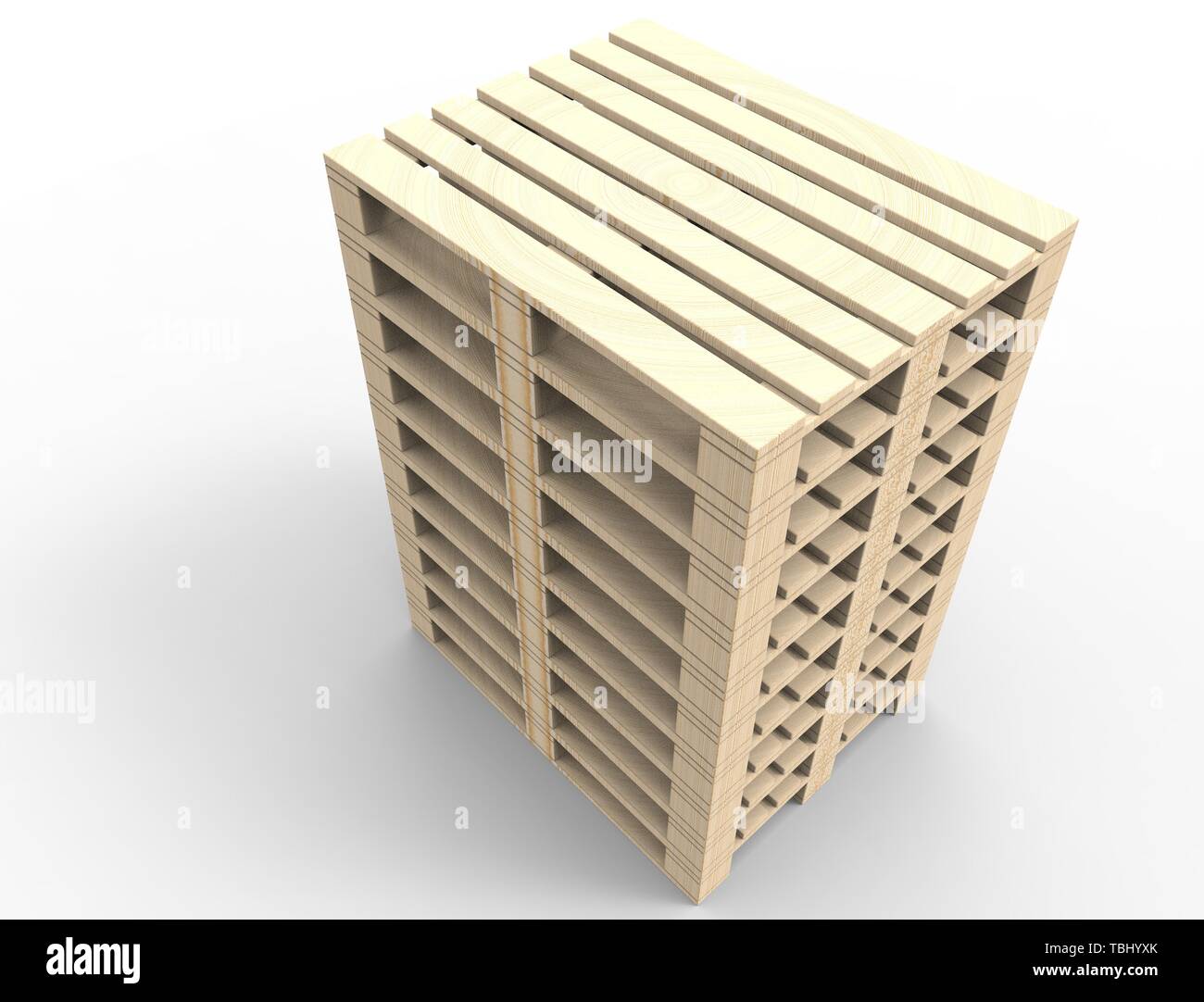 3D rendering of wooden pallets isolated in white studiobackground Stock ...