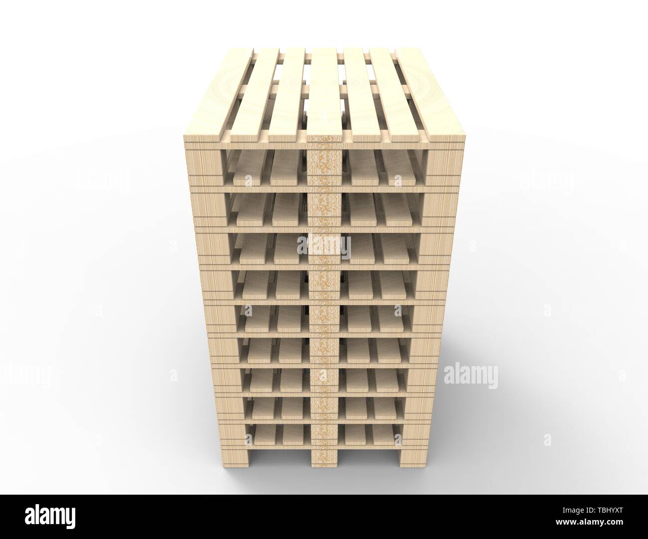 3D rendering of wooden pallets isolated in white studiobackground Stock ...
