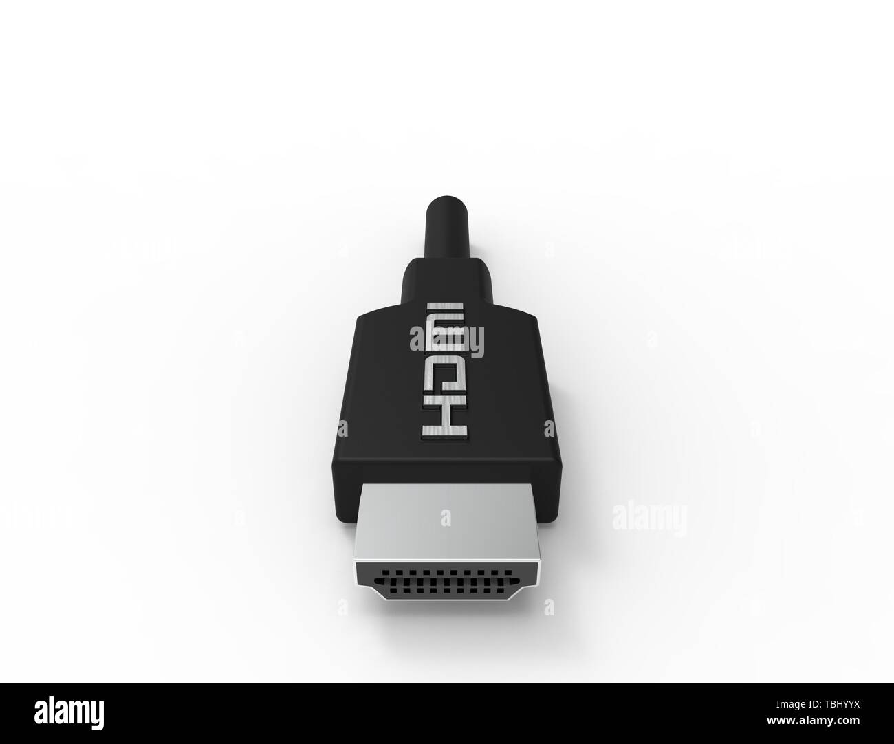 3D rendering of a black HDMI cable isolated on white background Stock ...