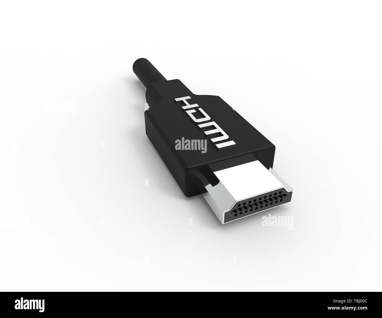 3D rendering of a black HDMI cable isolated on white background Stock ...