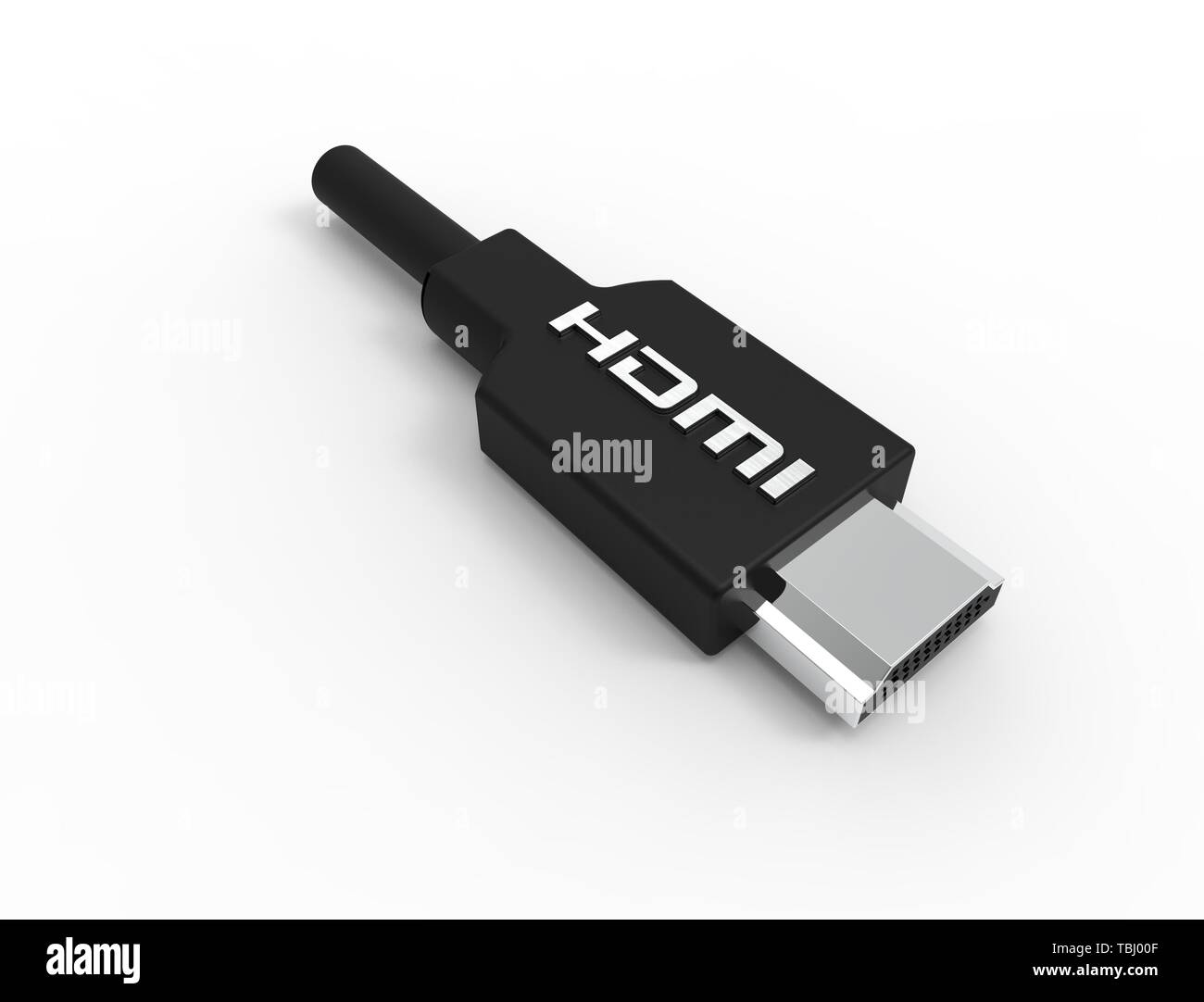 3D rendering of a black HDMI cable isolated on white background Stock ...