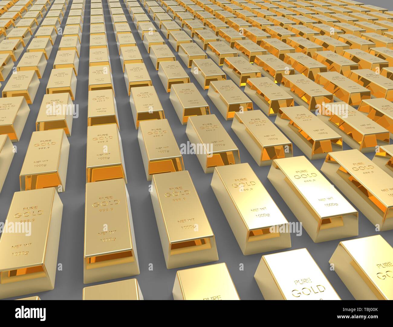 3D rendering of gold bars isolated on white studio background Stock ...