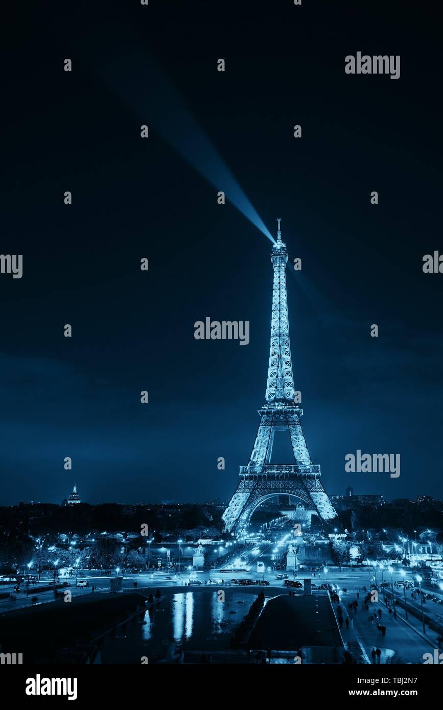 PARIS, FRANCE - MAY 13: Eiffel Tower at night on May 13, 2015 in Paris ...