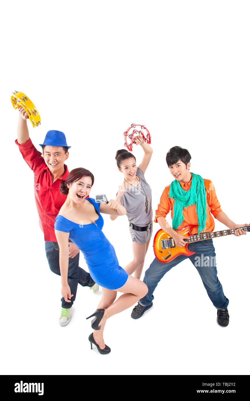 Four friends, party, party Stock Photo - Alamy