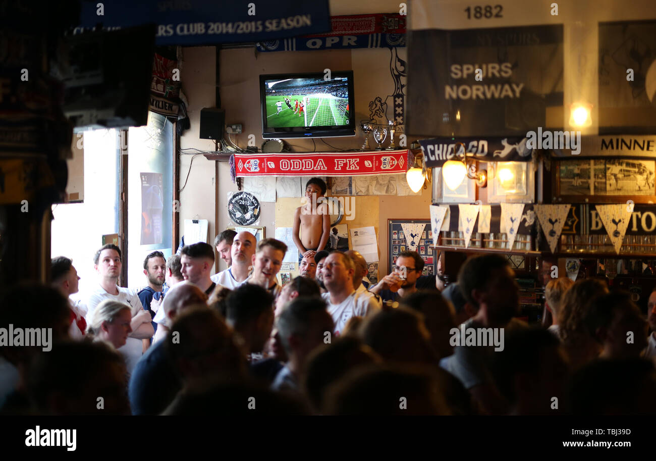 Tottenham Hotspur fans watch the UEFA Champions League Final at The ...