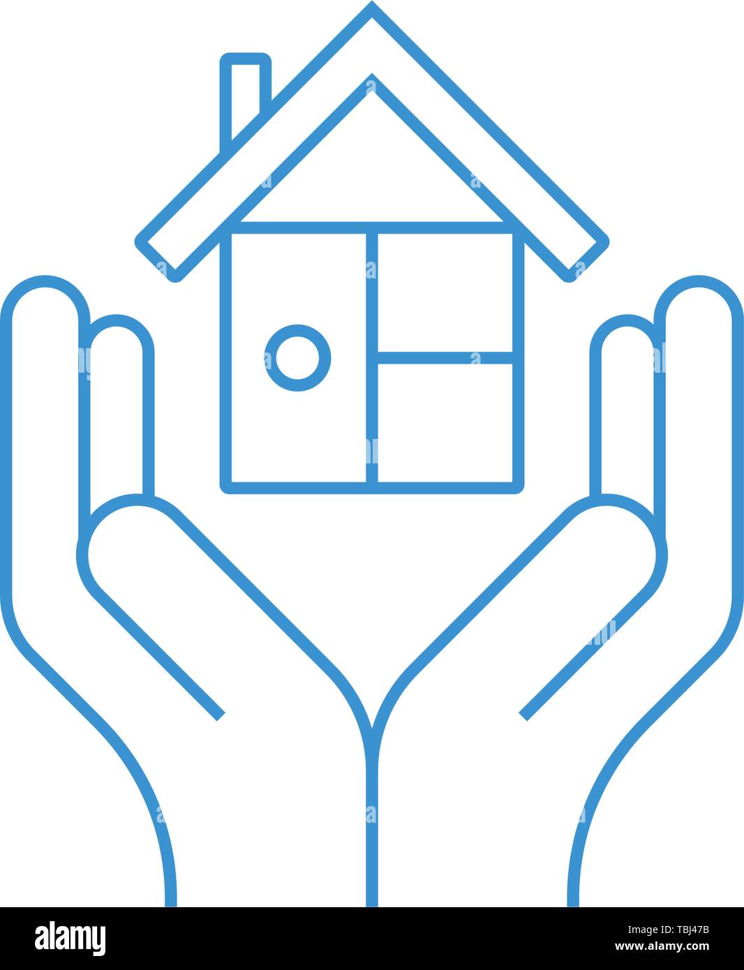 House protection sign - Hand holding house sign - vector Stock Vector ...