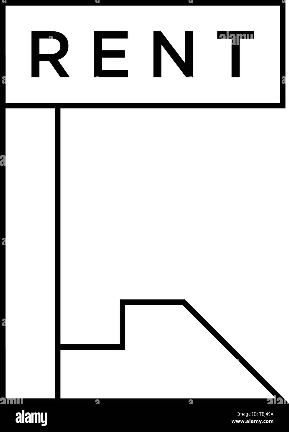 Rent sign rental icon Black and White Stock Photos & Images - Alamy