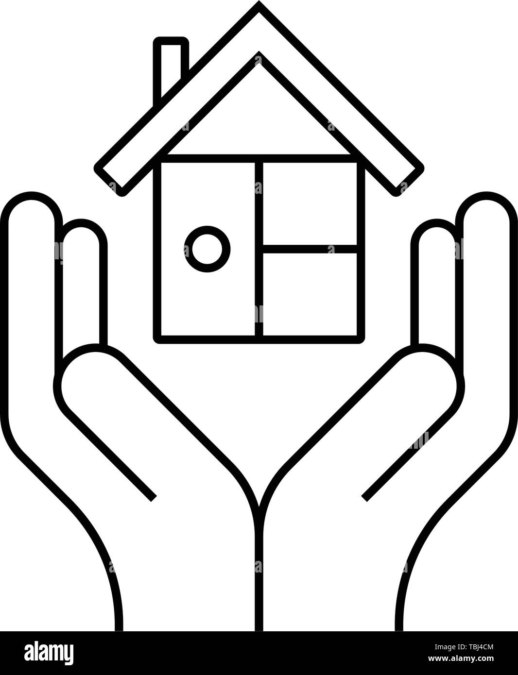 House protection sign - Hand holding house sign - vector Stock Vector ...