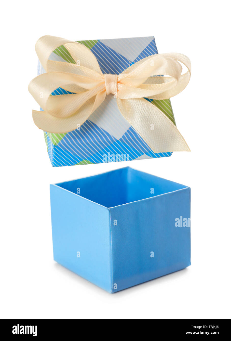 Open gift box on white background Stock Photo - Alamy