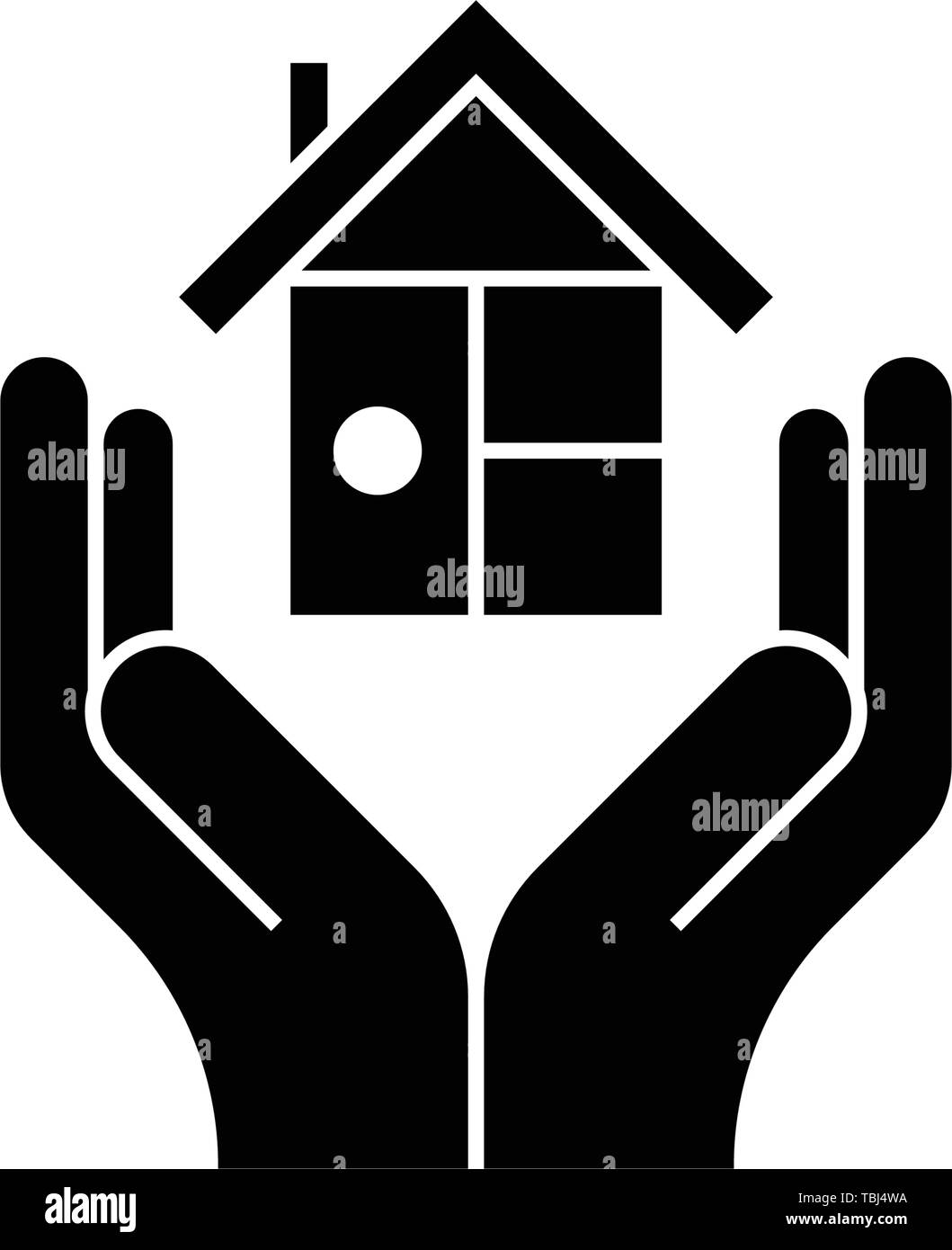 House protection sign - Hand holding house sign - vector Stock Vector ...