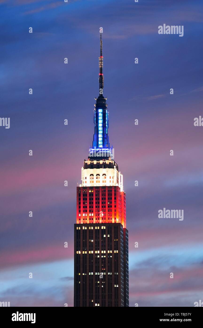 NEW YORK CITY, NY - JUL 4: Empire State Building closeup on July 4 ...