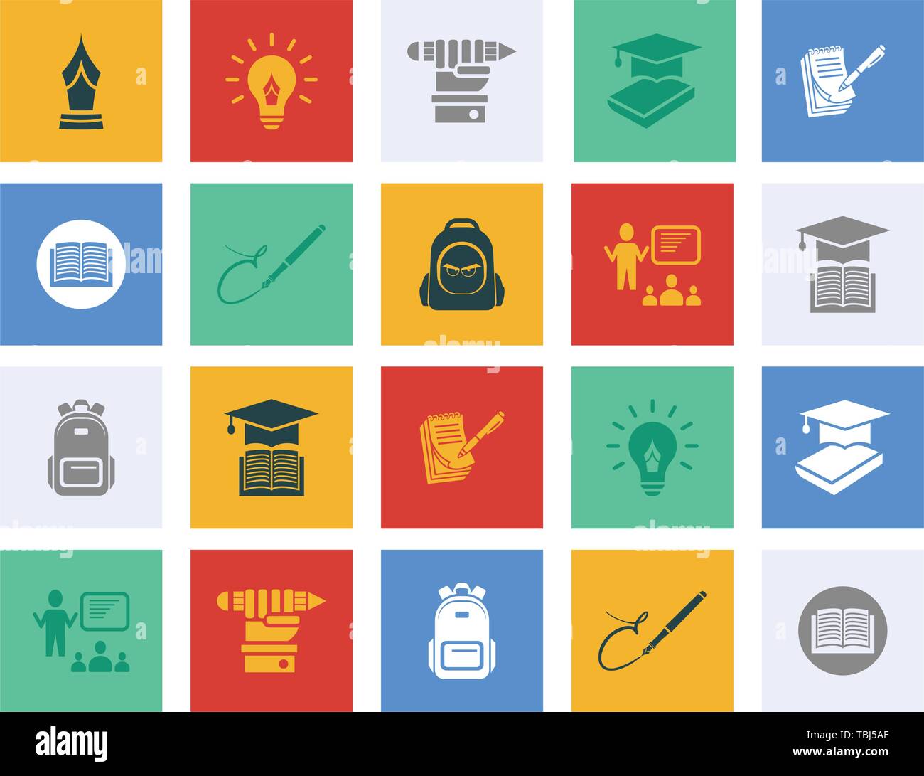 Education sign icons set - Flat education icons vector Stock Vector ...