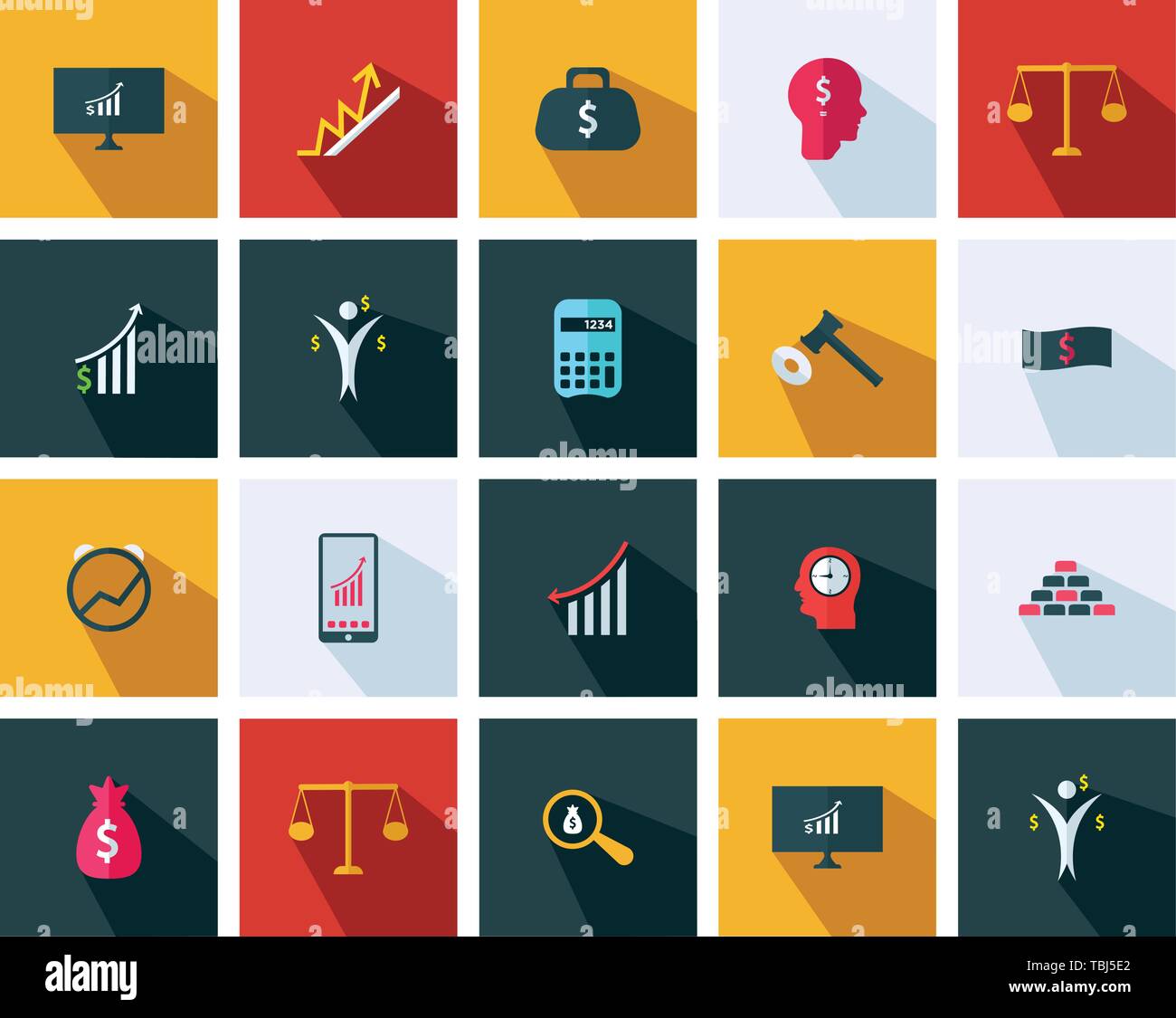 Finance icons set - Flat financial sign illustration Stock Vector Image ...
