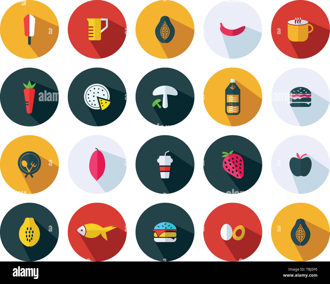 Food sign icons set - Flat vector illustration Stock Vector Image & Art ...