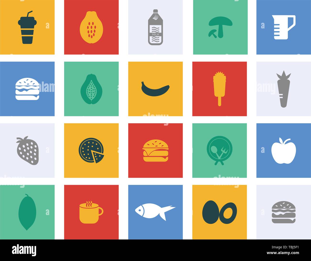 Food sign icons set - Flat vector illustration Stock Vector Image & Art ...