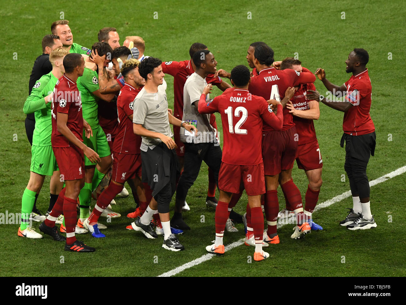 Liverpool players celebrates victory after winning the UEFA Champions ...