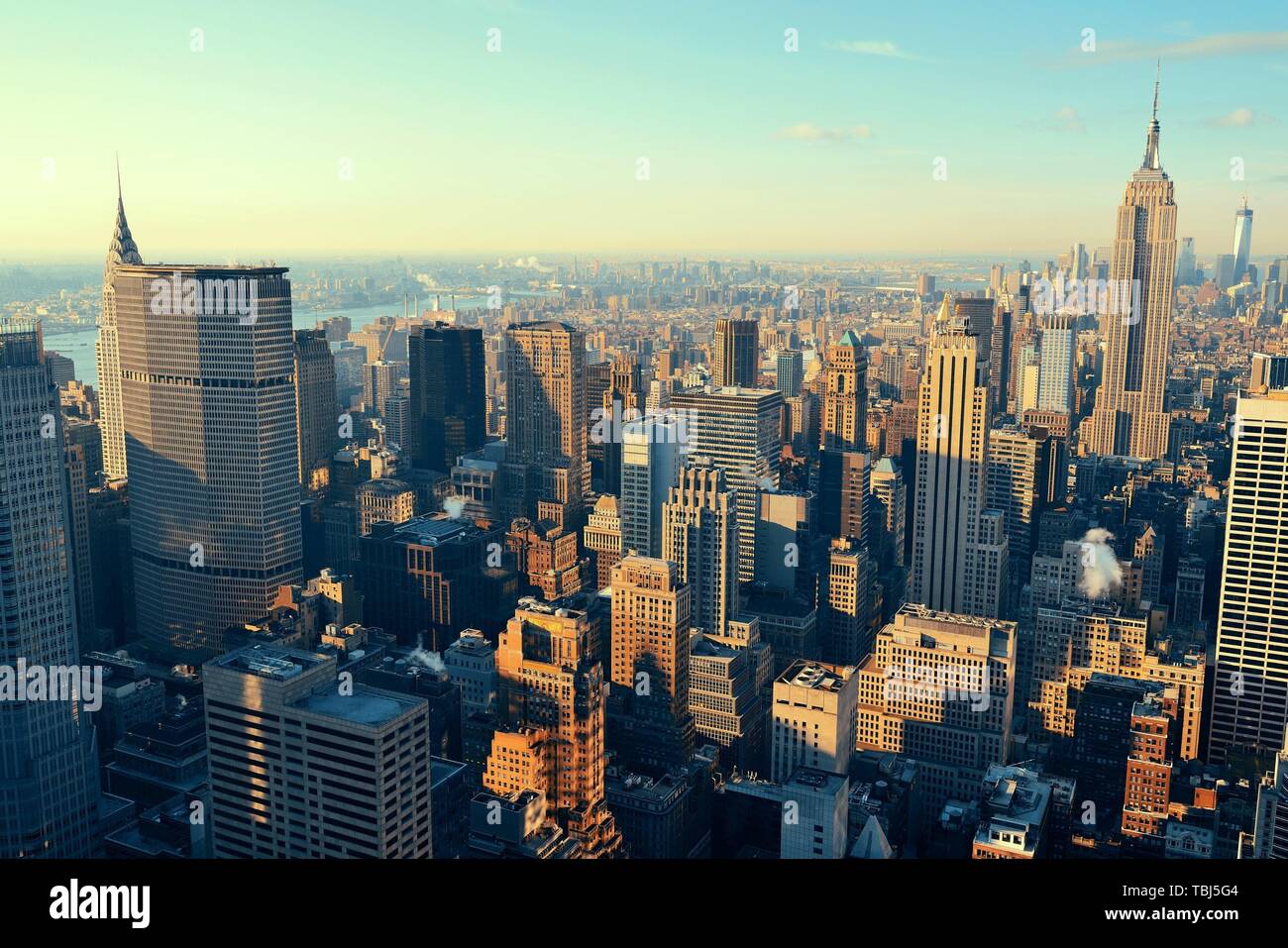 New York City skyscrapers rooftop urban view Stock Photo - Alamy