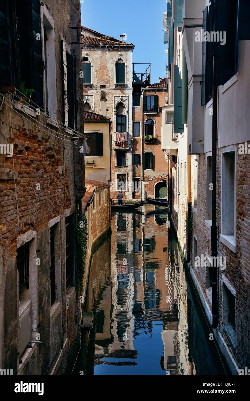 Venice canal view with historical buildings. Italy Stock Photo - Alamy