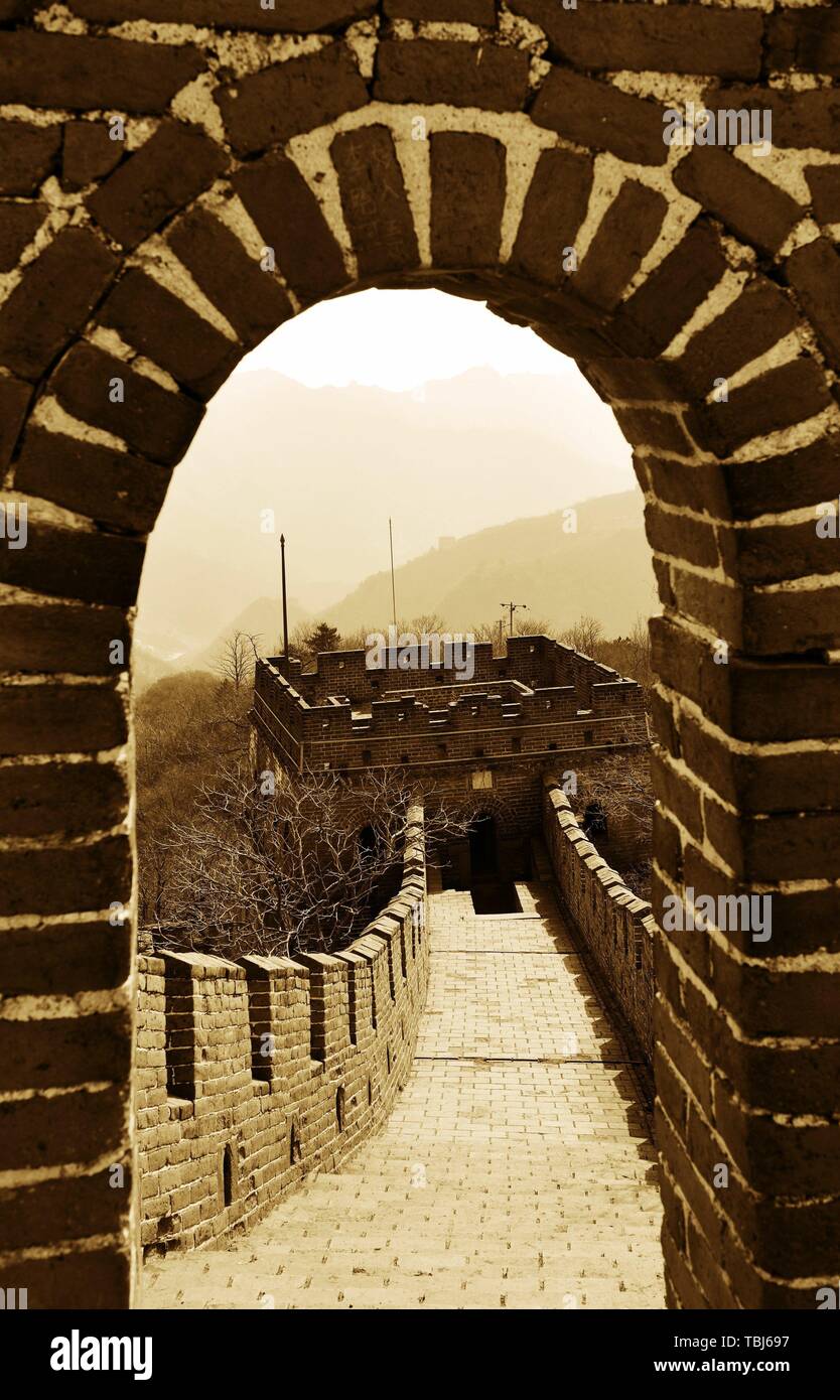 Great Wall in old yellow tone in Beijing, China Stock Photo - Alamy