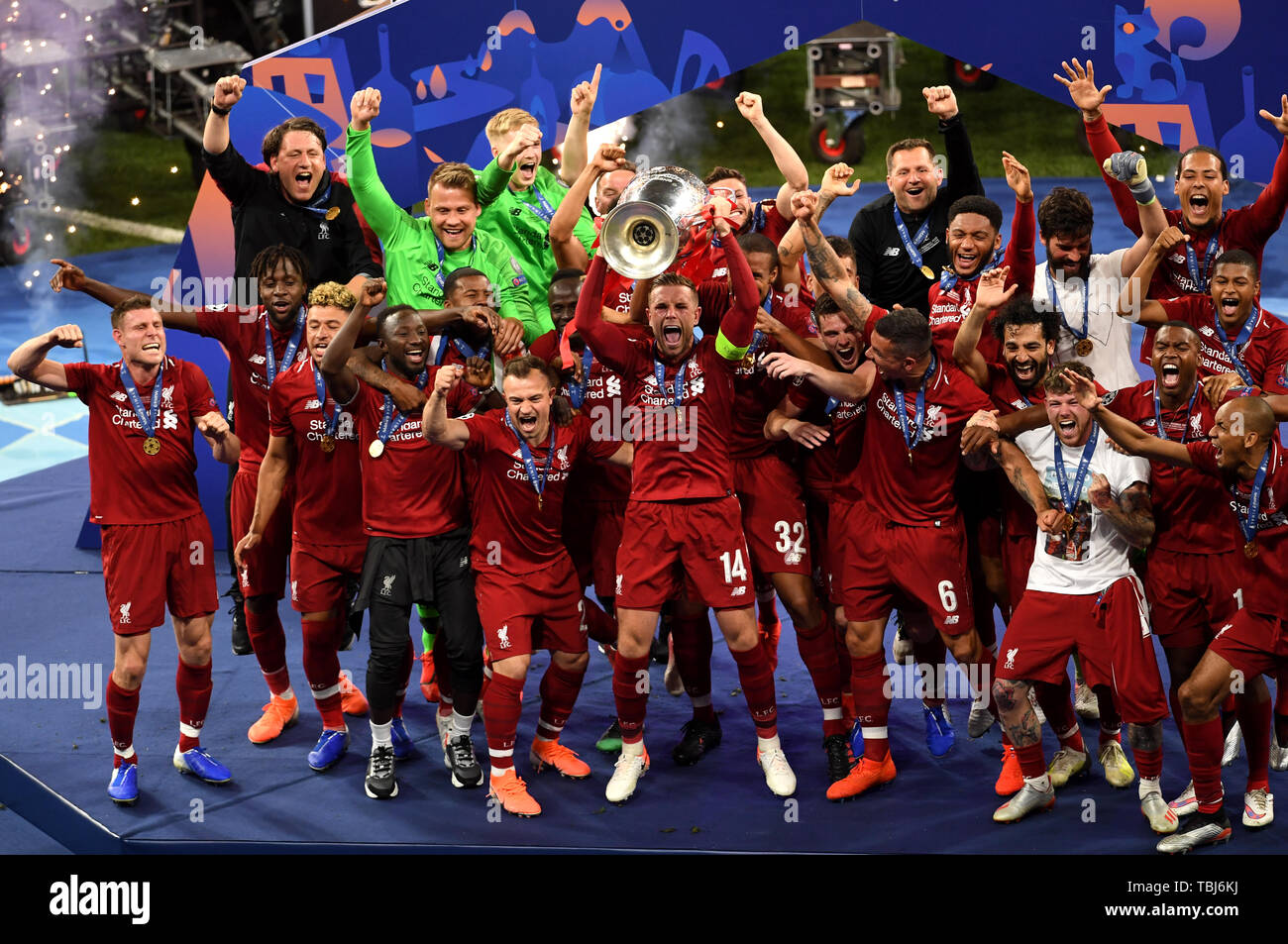 during the UEFA Champions League Final at the Wanda Metropolitano ...